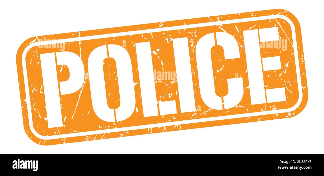 POLICE text written on orange grungy stamp sign Stock Photo - Alamy