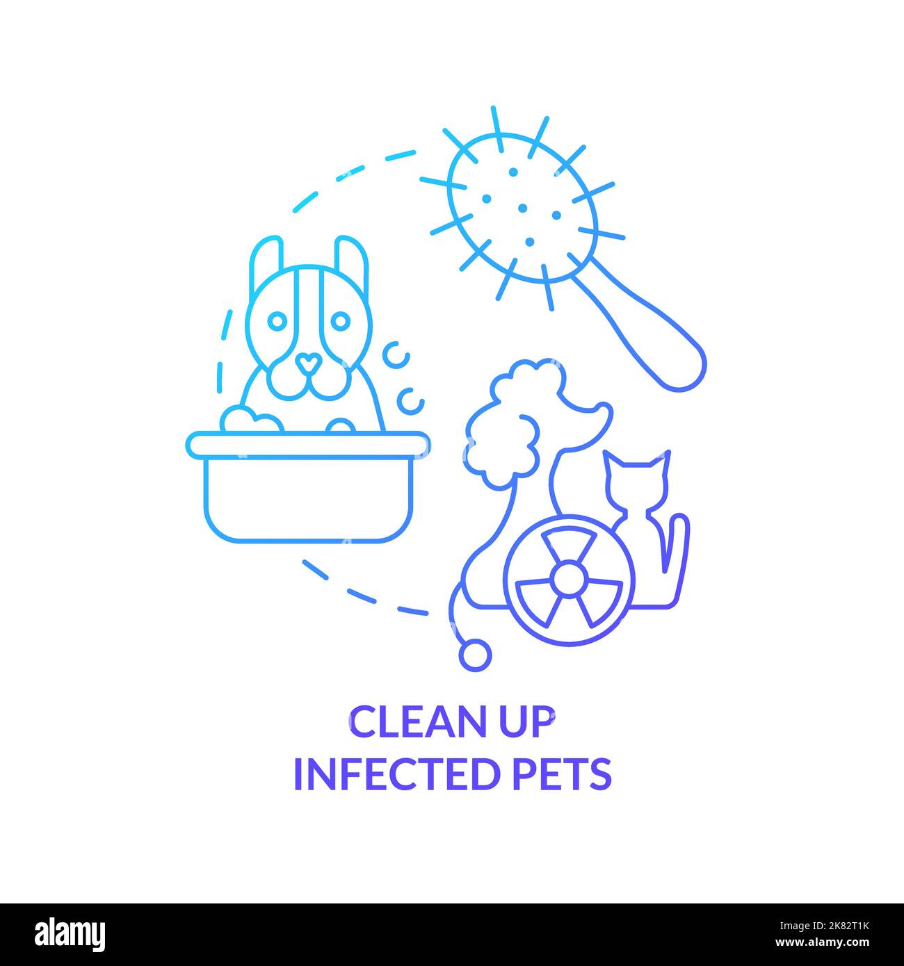 Clean up infected pets blue gradient concept icon Stock Vector Image ...