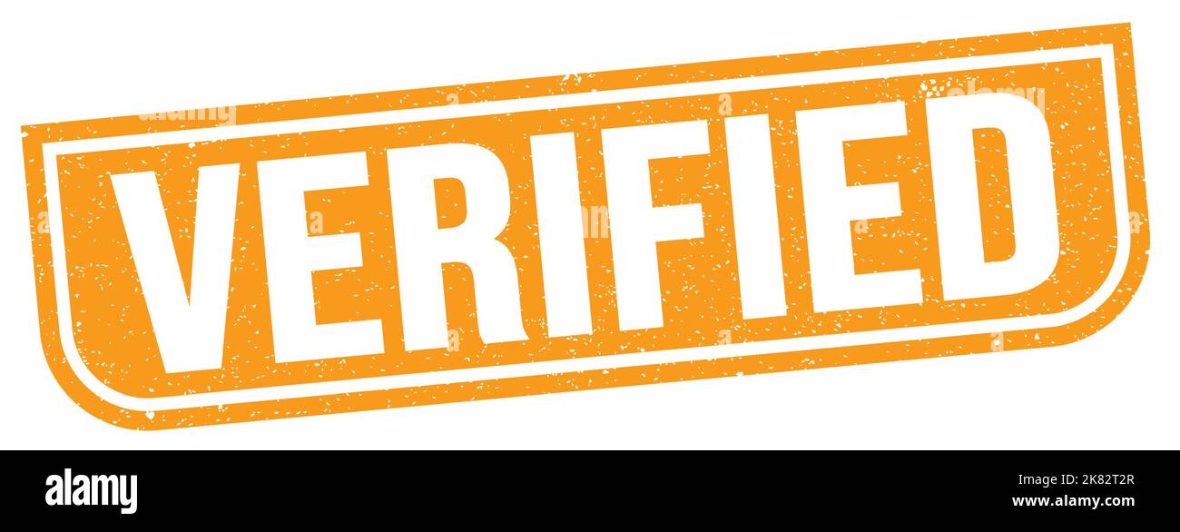 VERIFIED text written on orange grungy stamp sign Stock Photo - Alamy