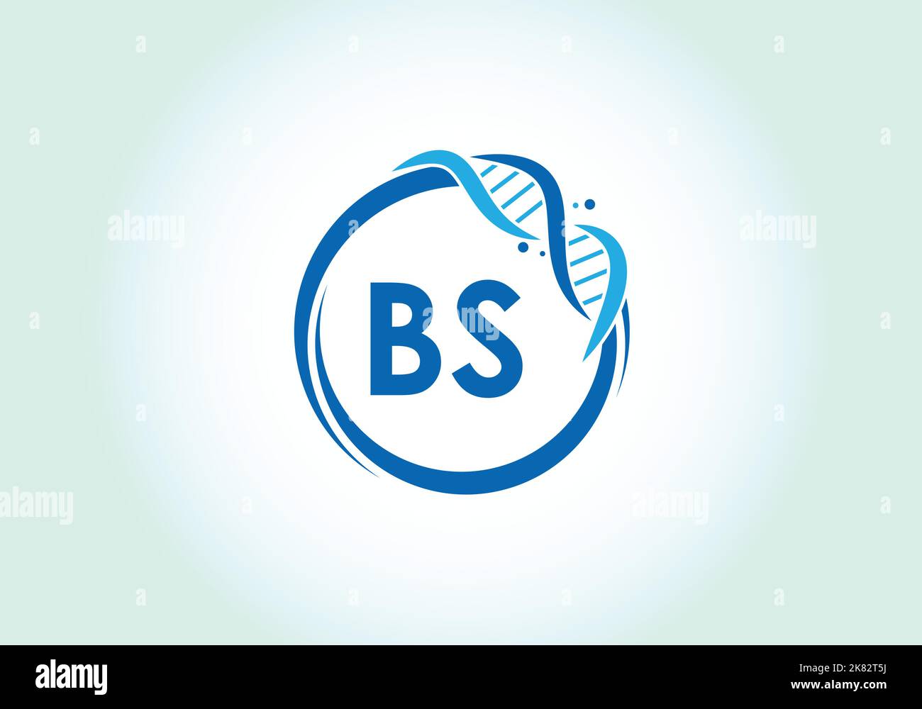 Letter BS monogram alphabet in a circle with DNA. Genetics logo design ...