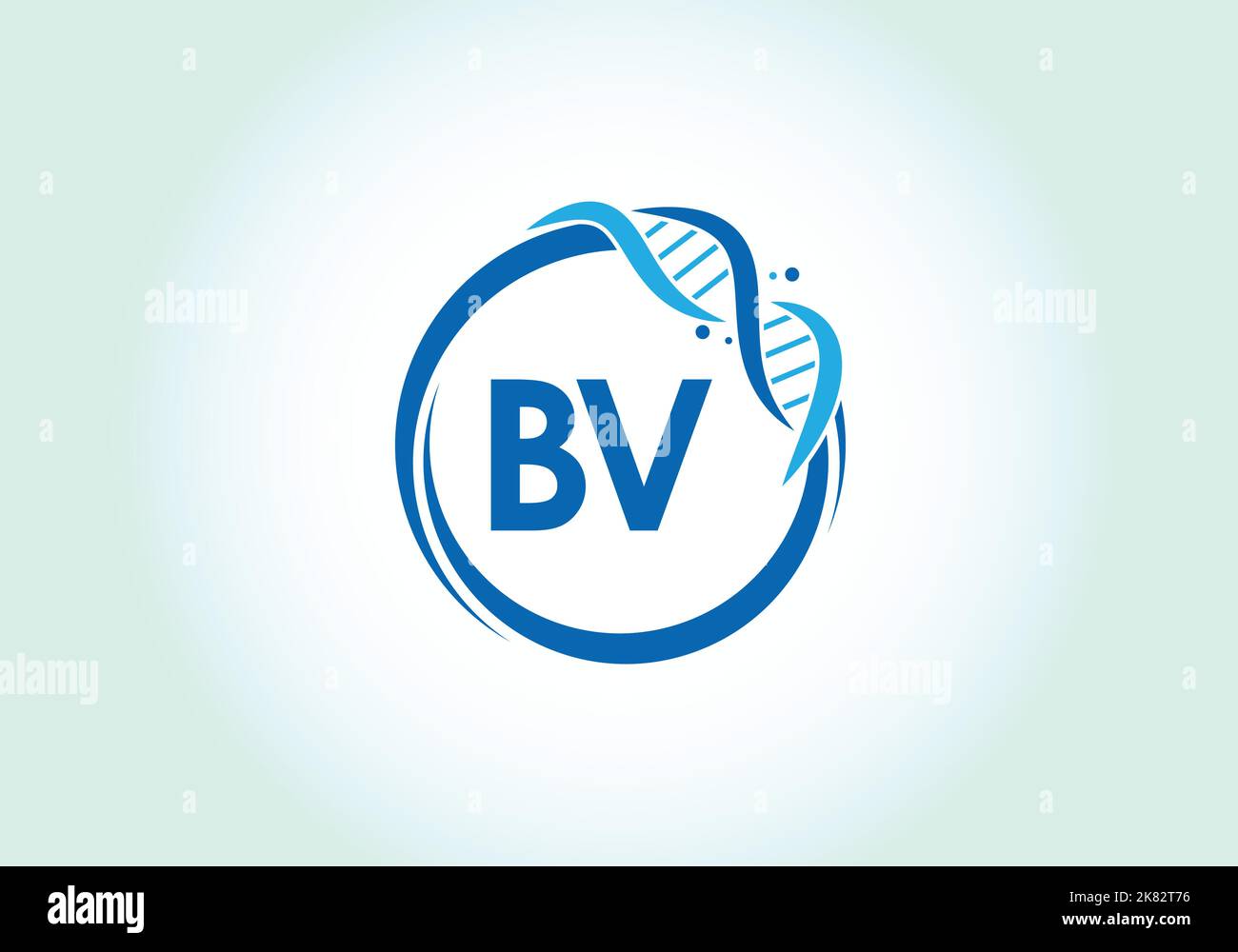 Letter BV monogram alphabet in a circle with DNA. Genetics logo design ...