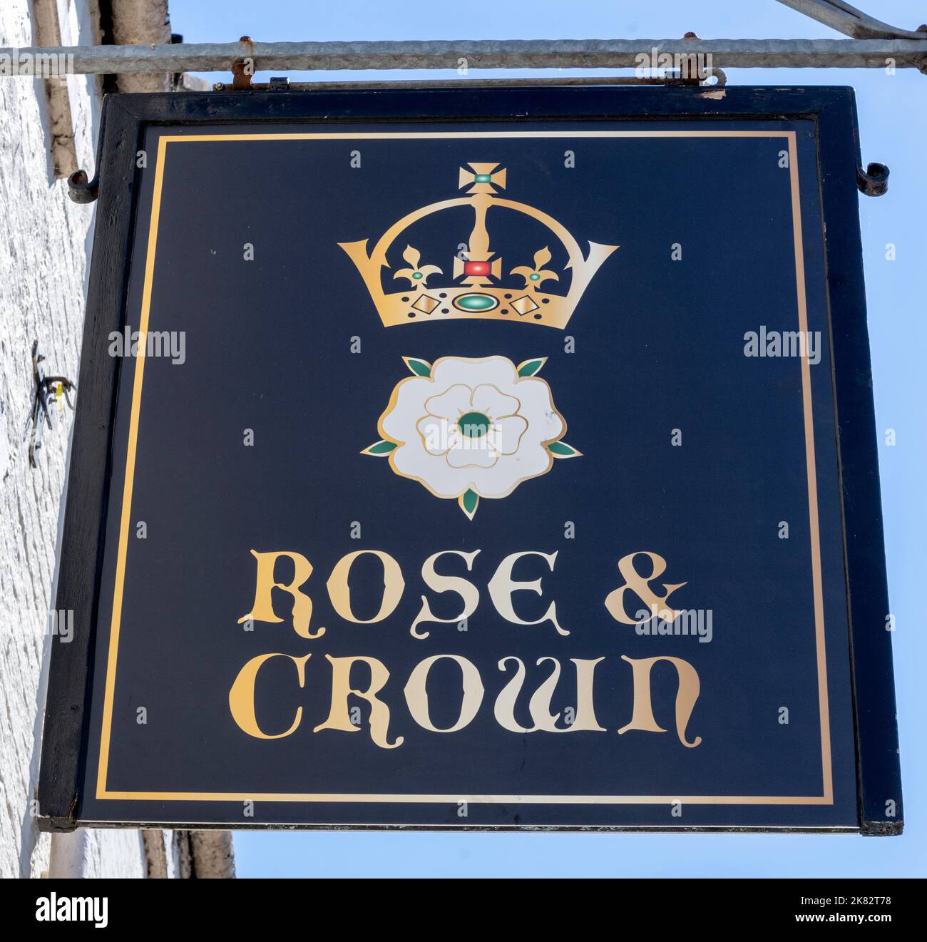 Traditional hanging pub sign at the Rose and Crown - pub and hotel ...