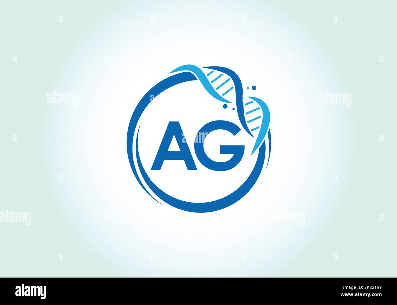 Letter AG monogram alphabet in a circle with DNA. Genetics logo design ...