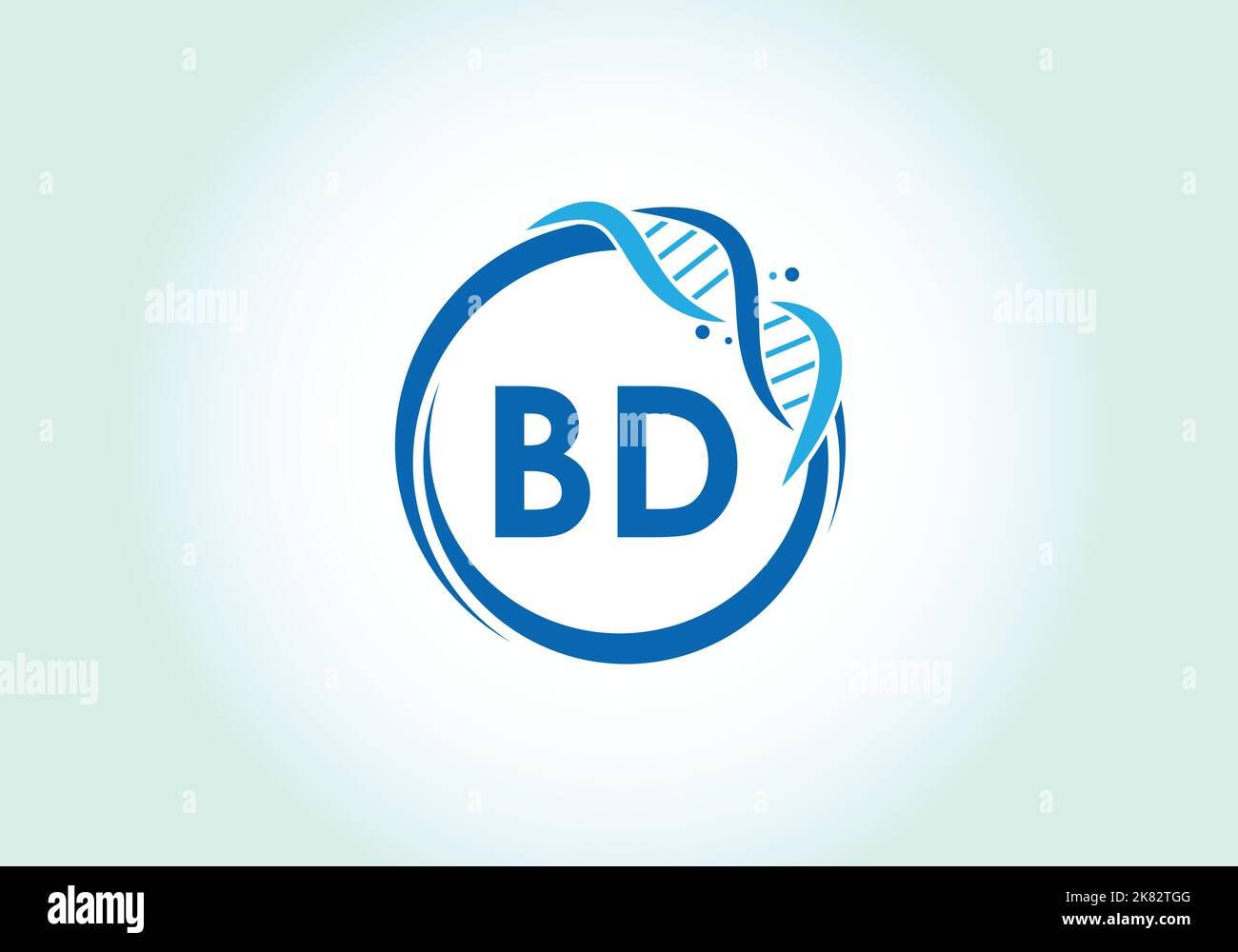 Letter BD monogram alphabet in a circle with DNA. Genetics logo design ...