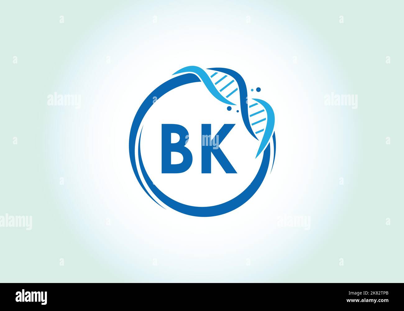 Letter BK monogram alphabet in a circle with DNA. Genetics logo design ...
