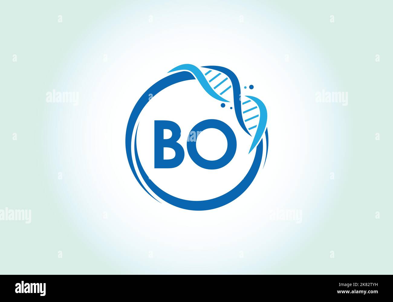 Letter BO monogram alphabet in a circle with DNA. Genetics logo design ...