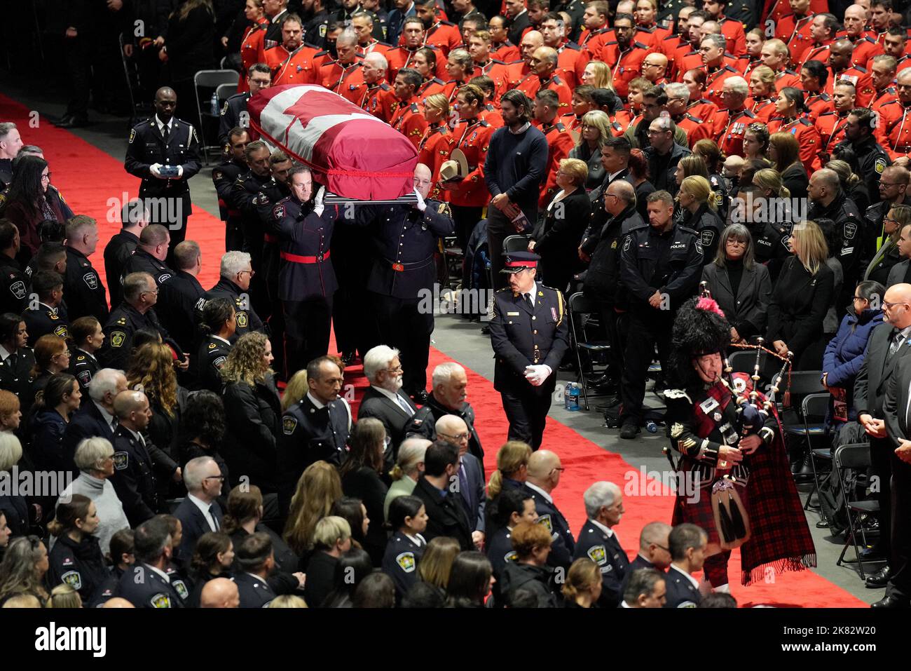 The casket of South Simcoe Police Service constable Devon Northrup is ...