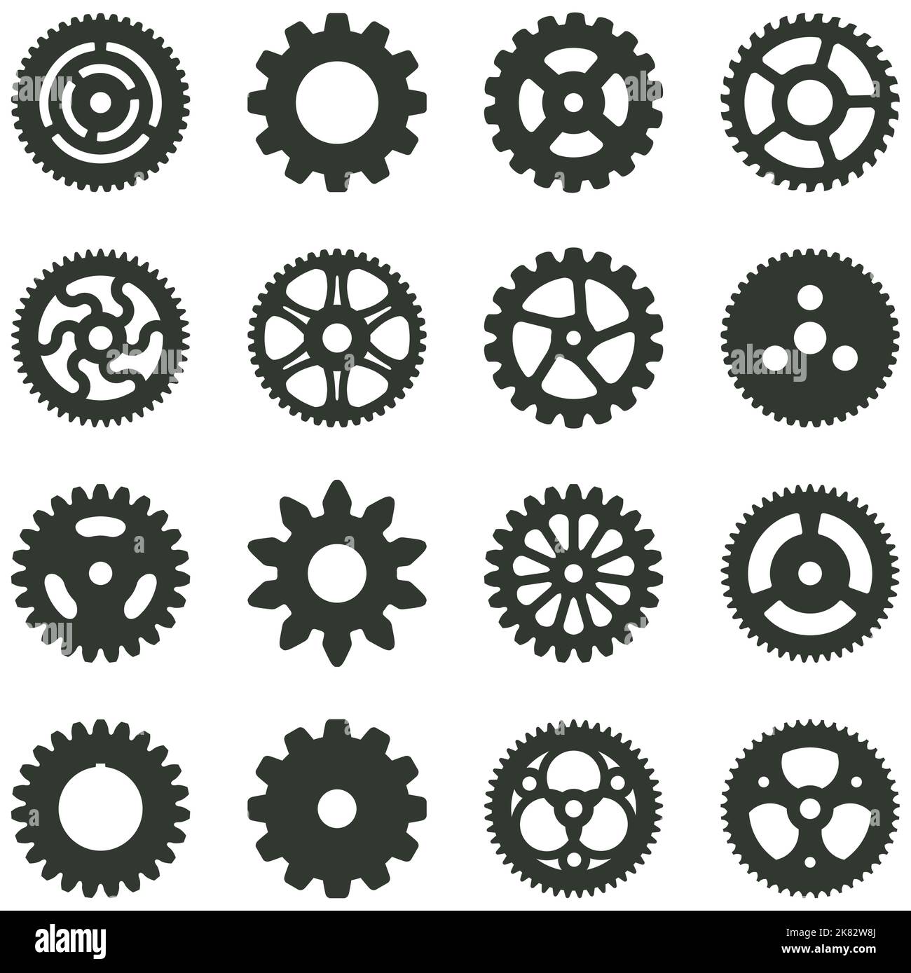 Set of gearwheels of different style, pinions and gears, part of ...