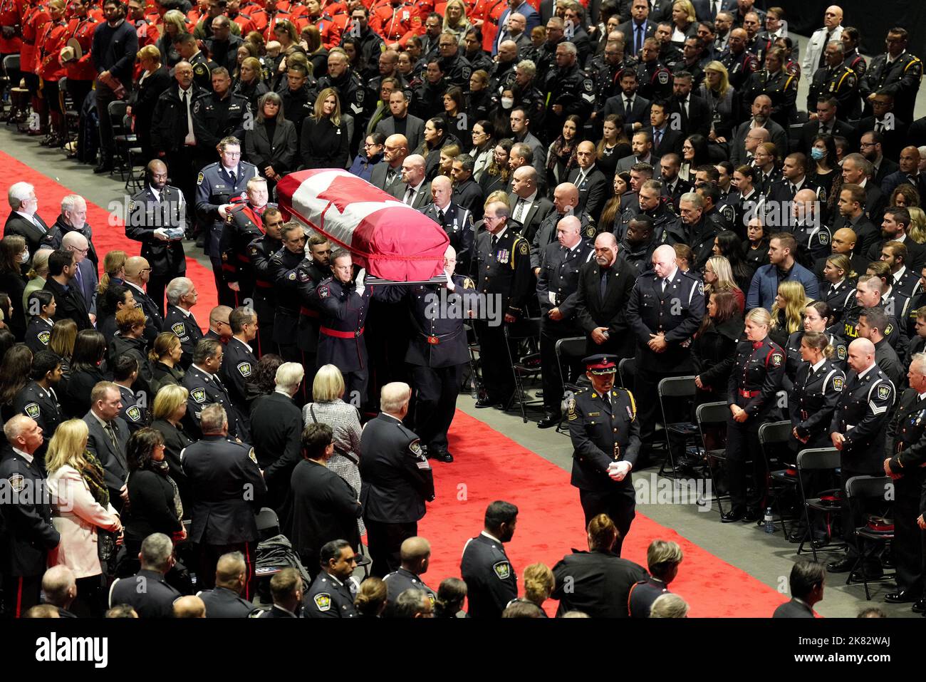 The casket of South Simcoe Police Service constable Devon Northrup is ...