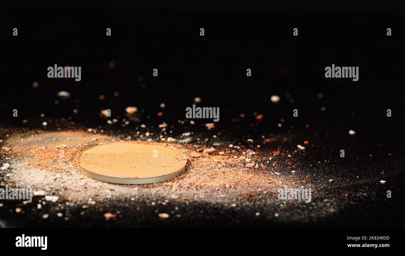 Close up view of crushed face powder on black background Stock Photo ...