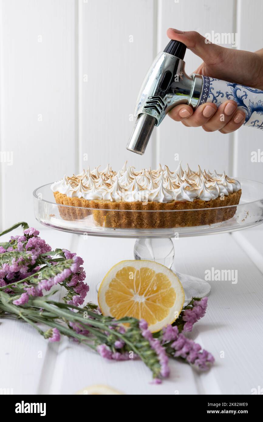 dessert decoration with kitchen equipment, sweet food in studio with ...