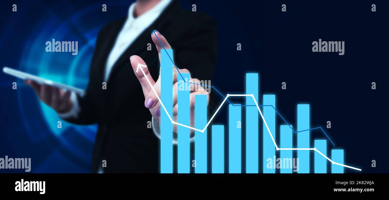 Business Man Presenting New Futuristic Growth Graphs Stock Photo - Alamy