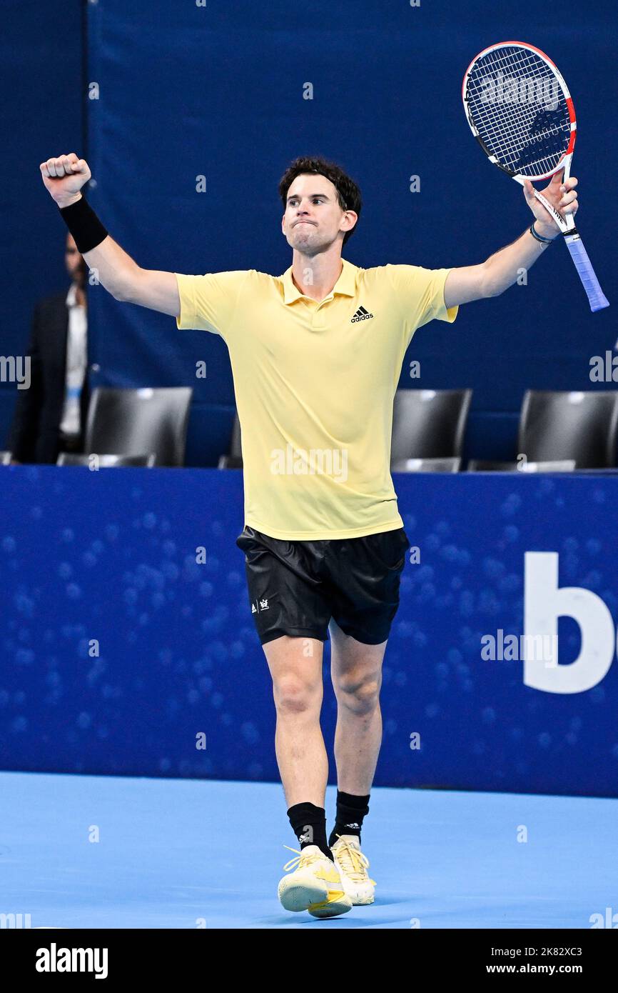 Antwerp, Belgium. 20th Oct, 2022. Austrian Dominic Thiem celebrates ...