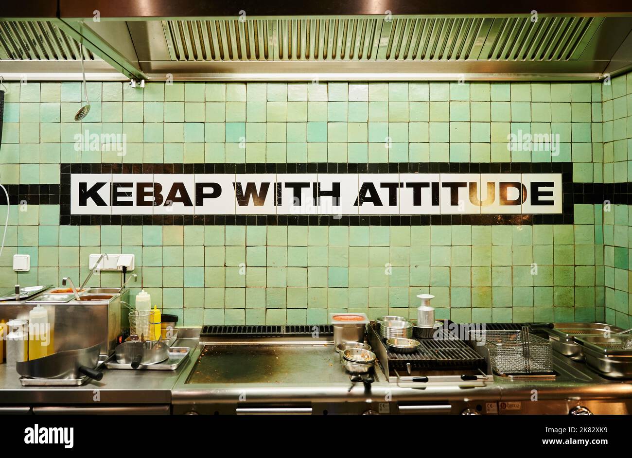 PRODUCTION - 10 March 2022, Berlin: "Kebap with Attitude" is written on ...