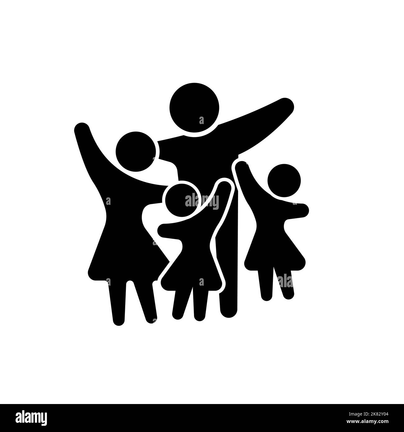 Happy Family Icon Black and White Vector Graphic Stock Vector Image ...