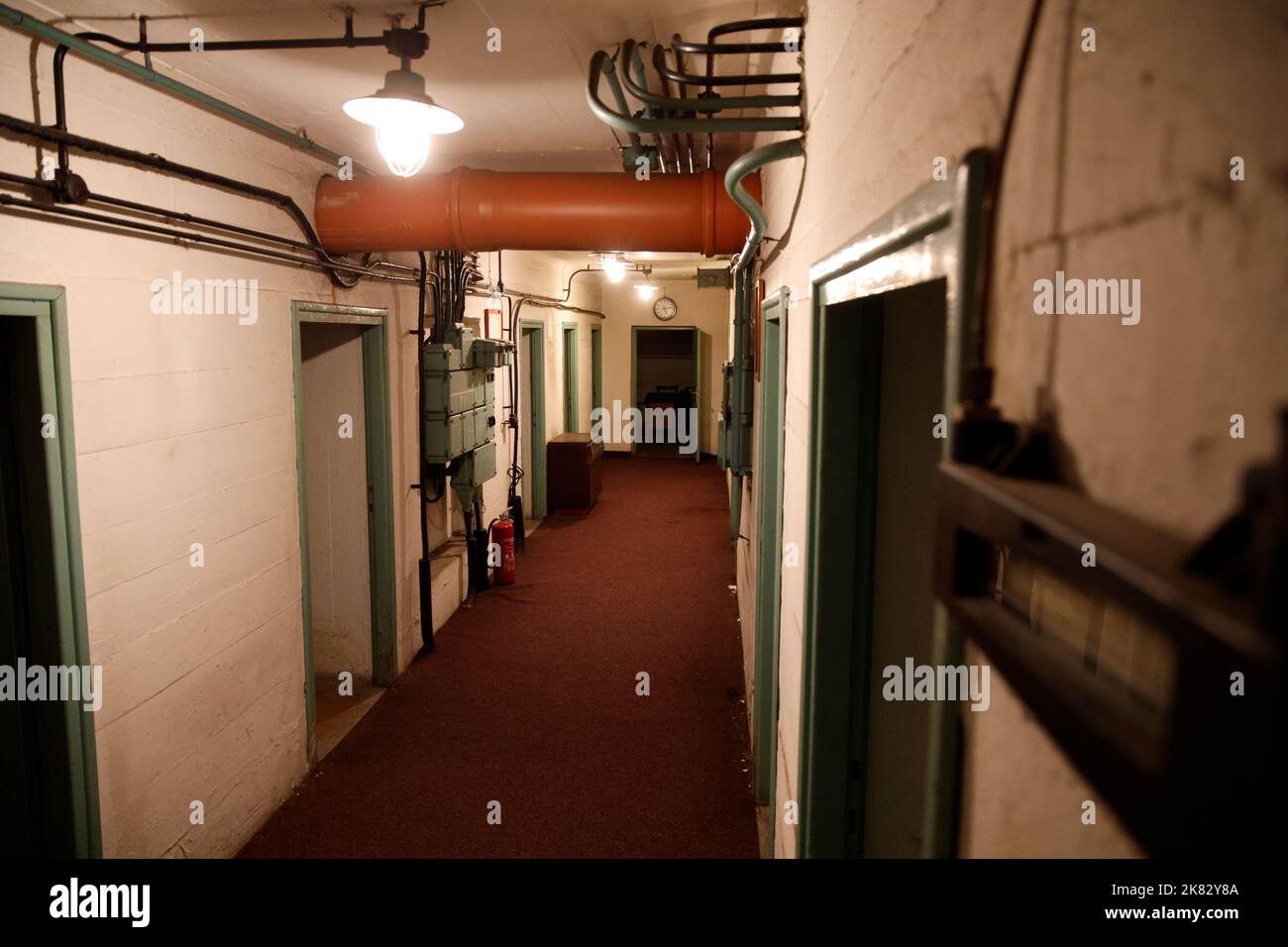 A hallway is seen in a disused bomb shelter in Warsaw, Poland on 20 ...