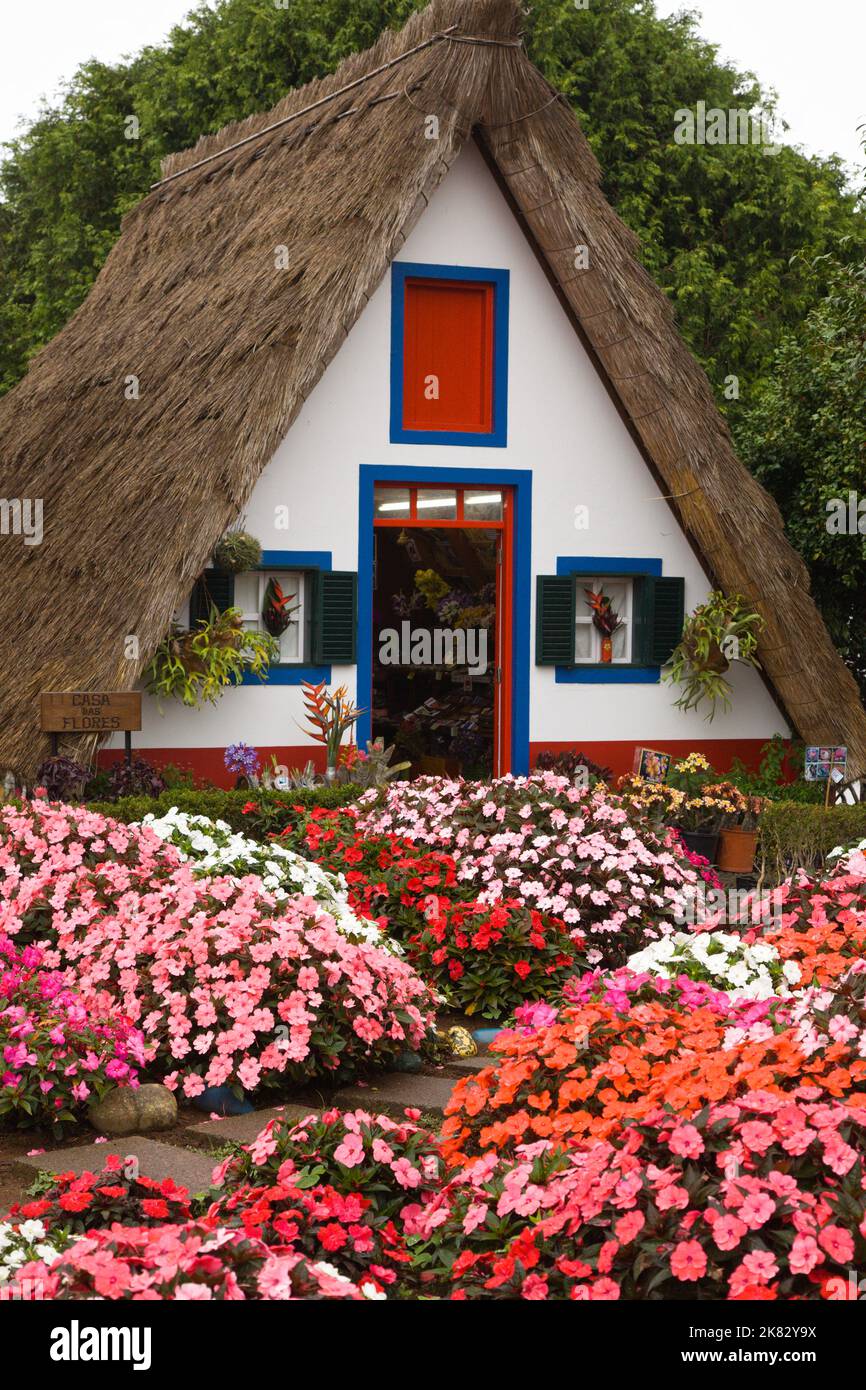 Portugal, Madeira, Santana, casa tipica, traditional house, flowers ...