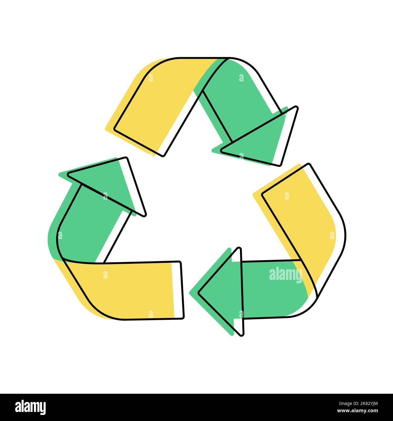 Flat Line Recycle Logo Symbol Recycling Icon Isolated On White Background Vector Illustration