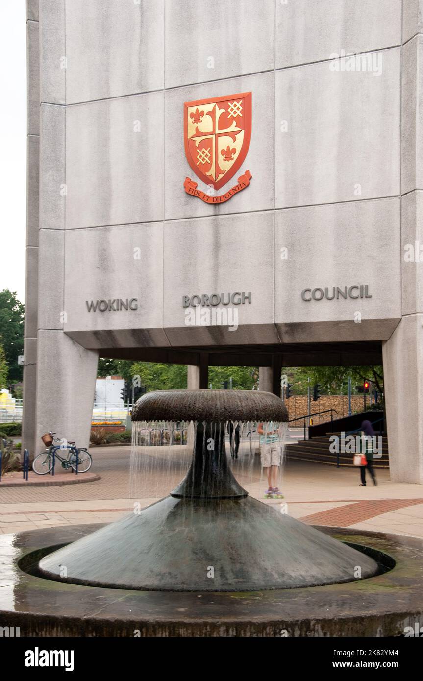 Fountain and Council Offices, Town Square, Woking, Surrey, UK Stock ...