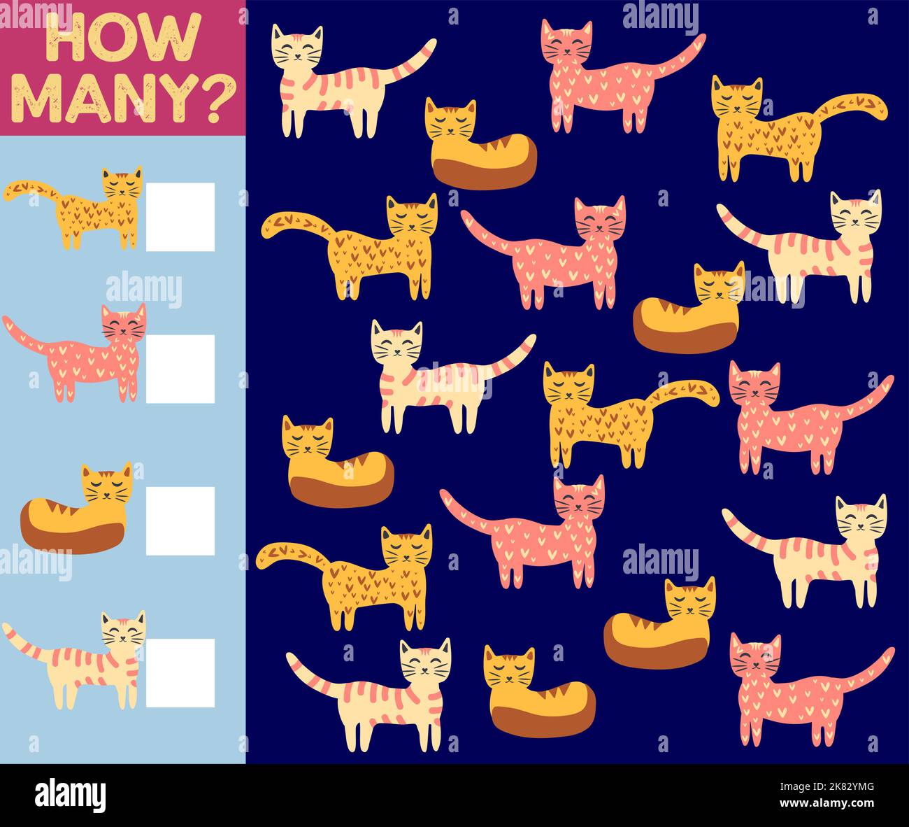How many Cat, game for children. How many are they game. Count the Cats ...