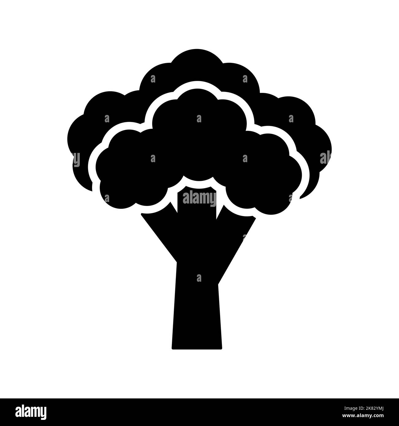 Broccoli isolated design vector glyph icon. Vegetable sign. Graph ...