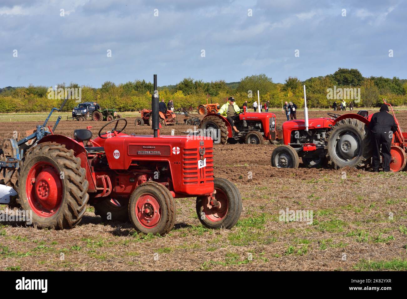 Red McCormick International B275 tractor in plowing event. Dorset ...