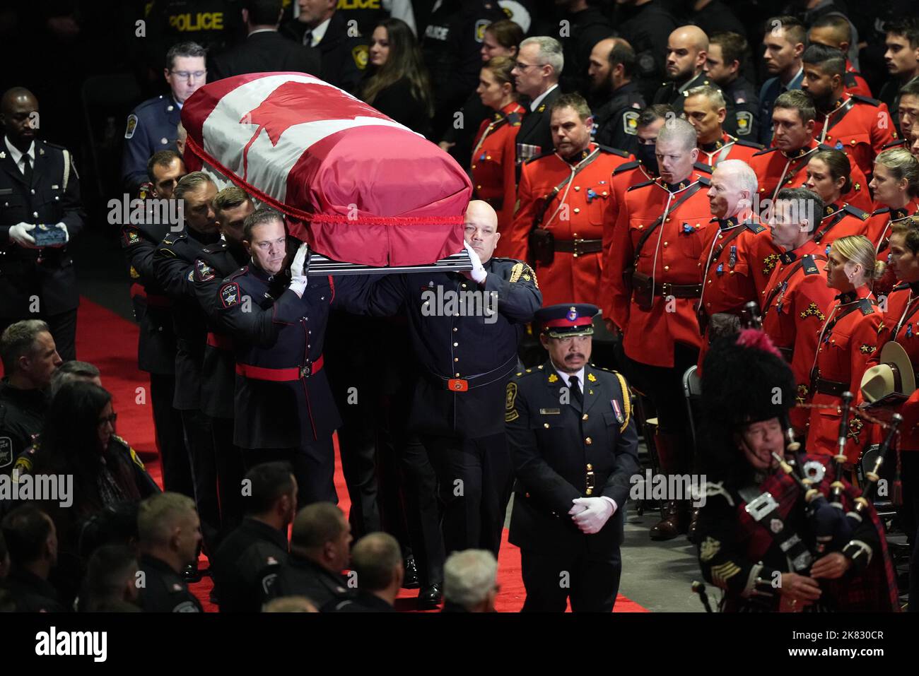 The casket of South Simcoe Police Service constable Devon Northrup is ...