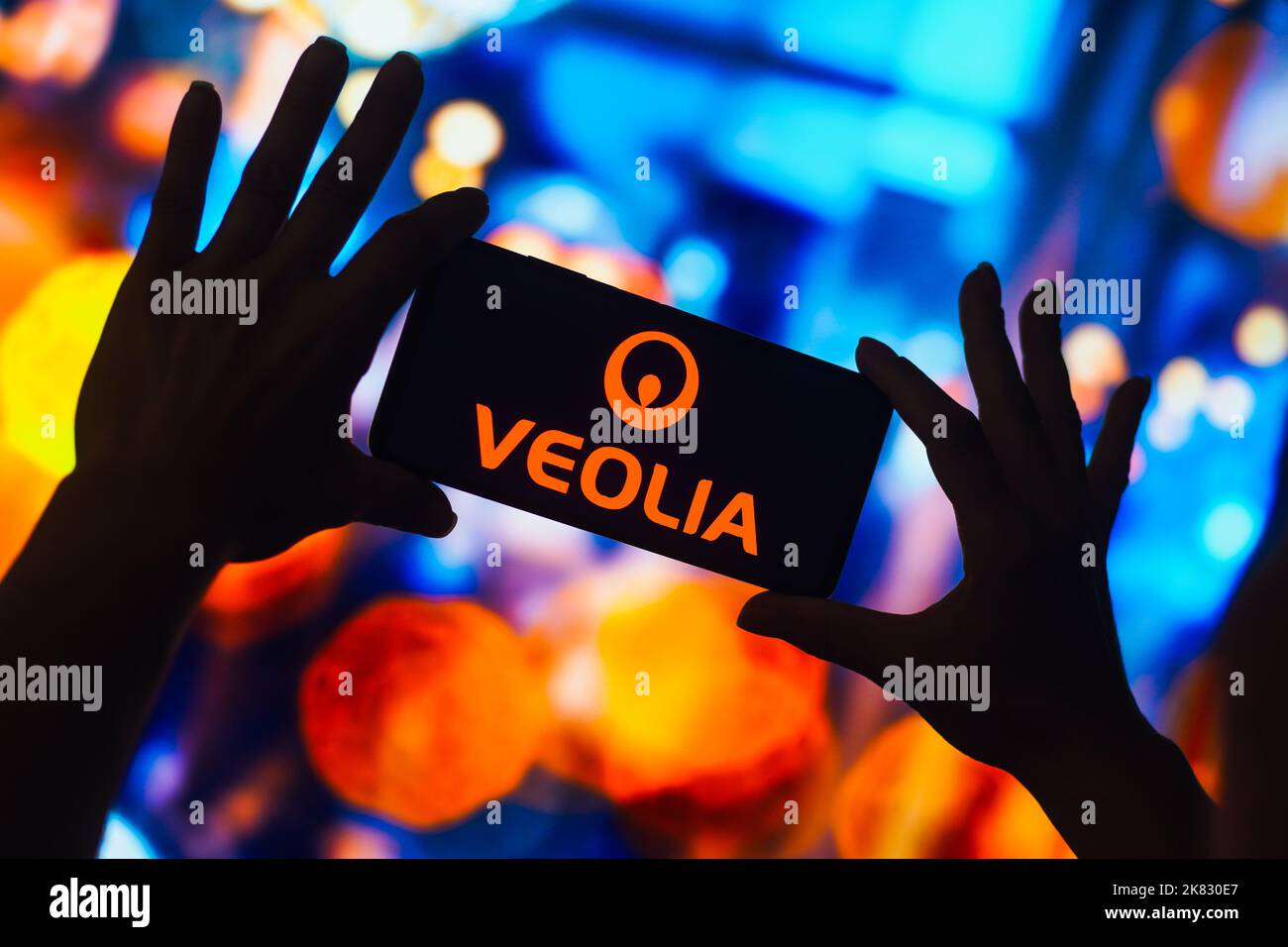 In this photo illustration, the Veolia Environnement S.A. logo is ...