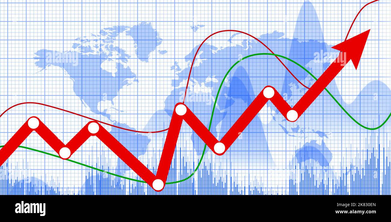 2d rendering Stock market online business concept. business Graph Stock ...