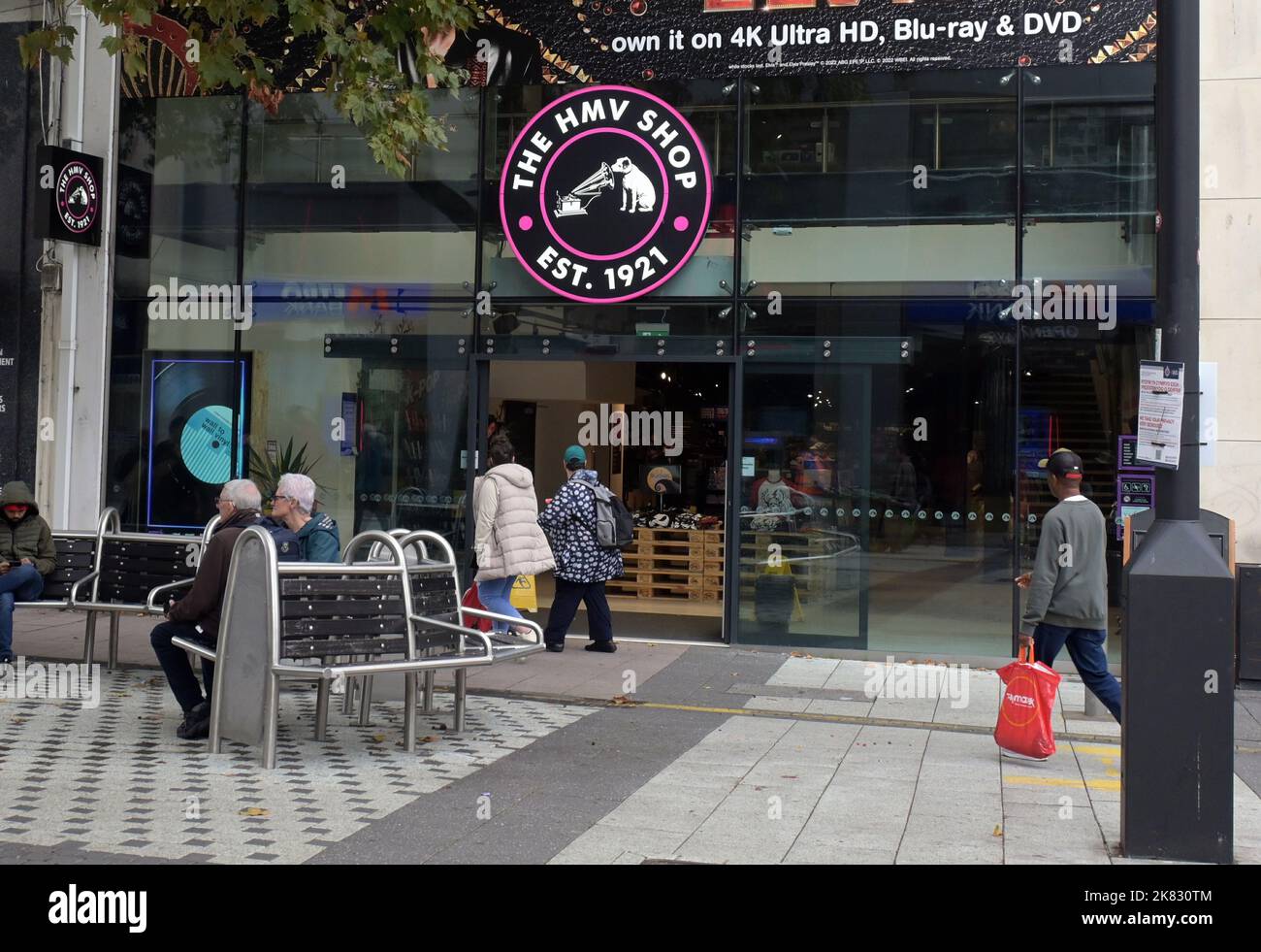 Shops and restaurants in city centre. HMV Store on Queen Street Cardiff Picture by Richard ...
