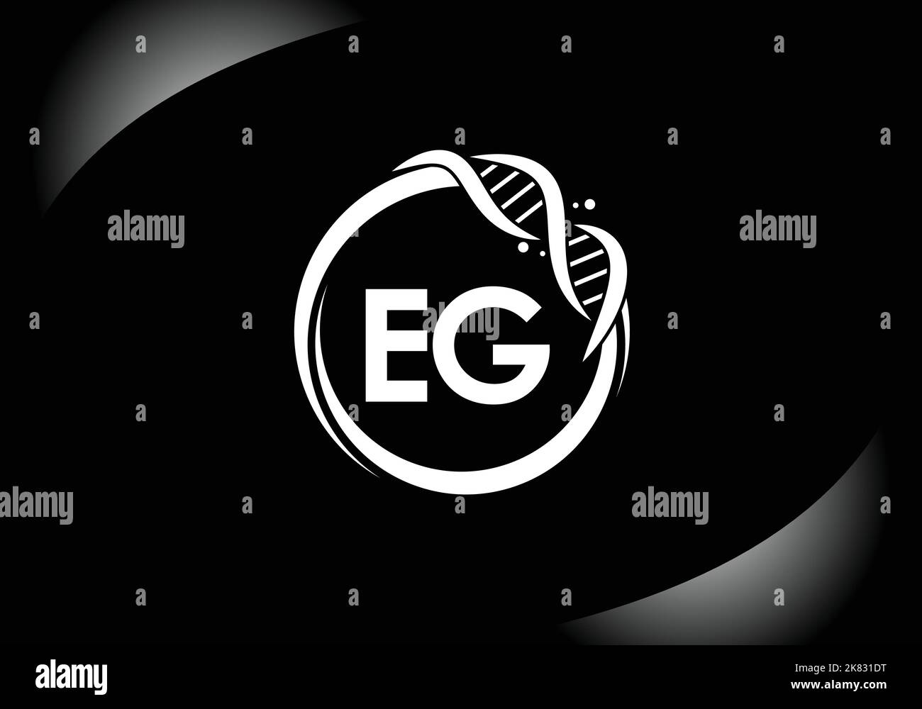 Letter EG monogram alphabet in a circle with DNA. Genetics logo design ...
