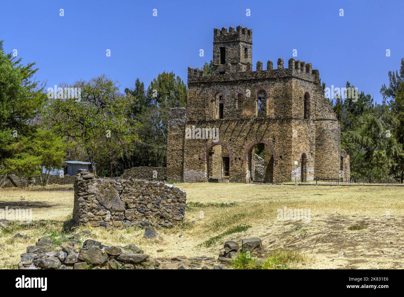 Royal archive building of the emperor Fasilides castle in Gondar ...