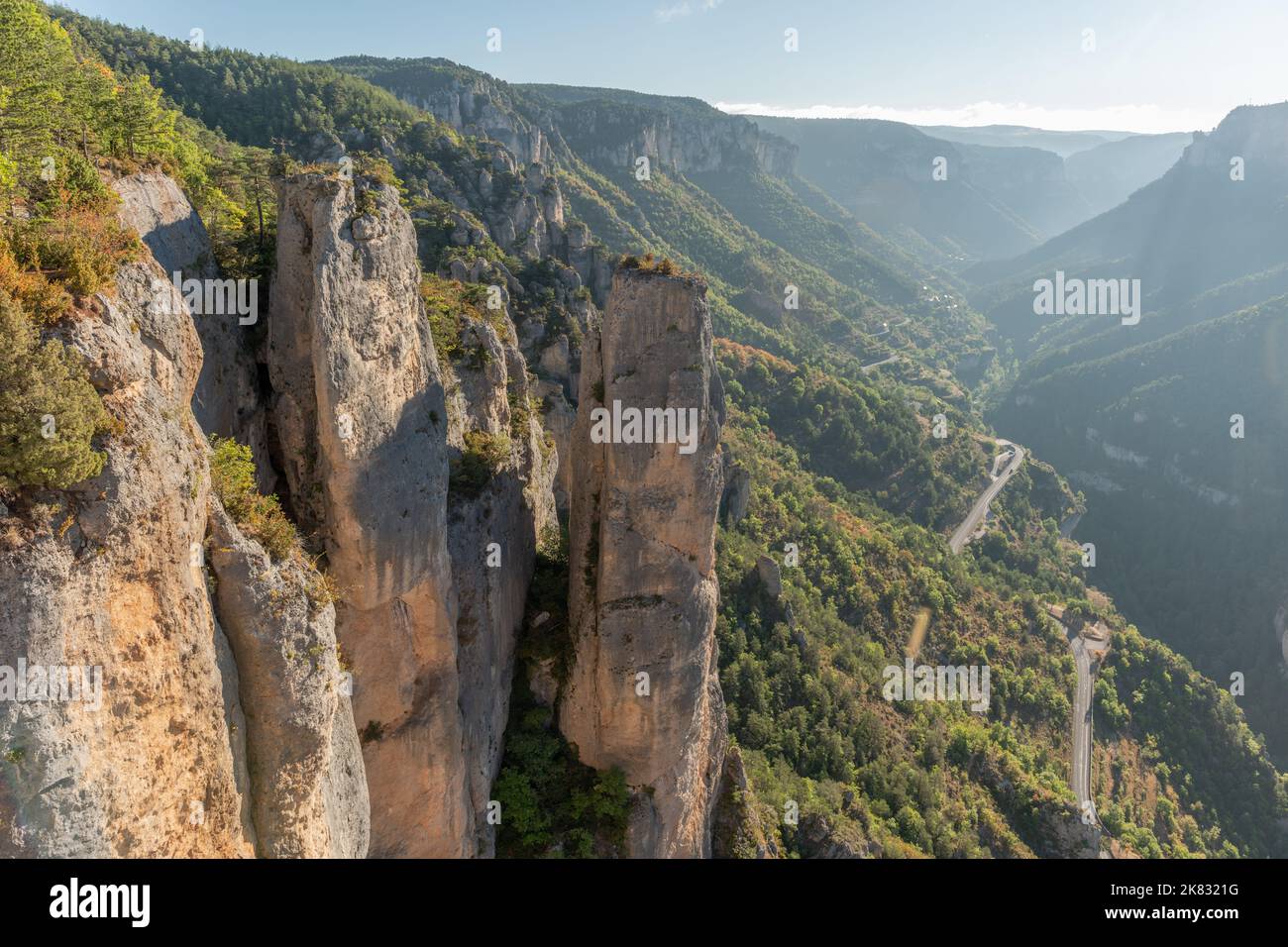 Landscape of a wild and preserved valley, canyon in the Cevennes ...
