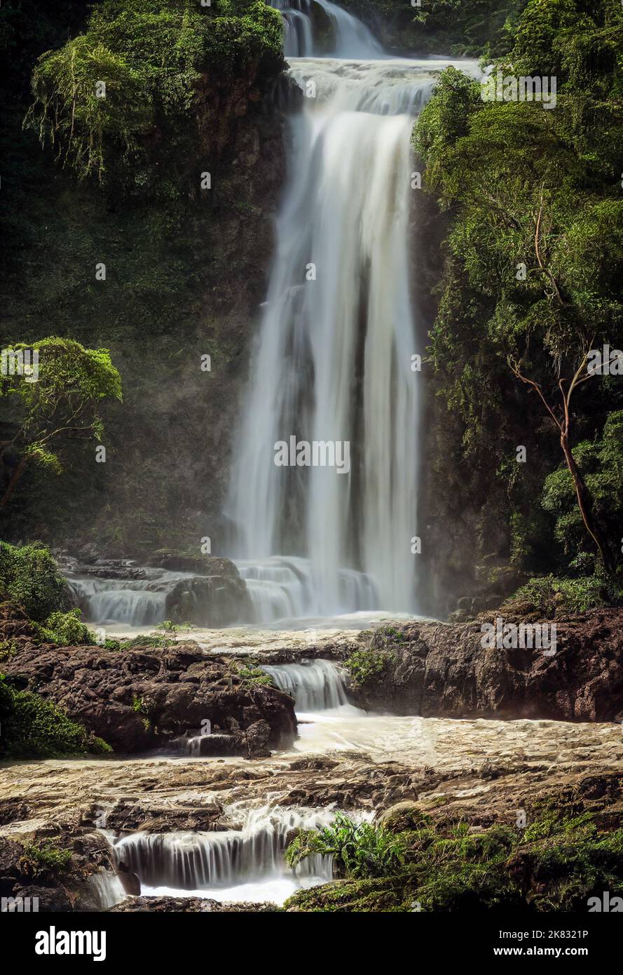 Waterfall in a Jungle Stock Photo - Alamy