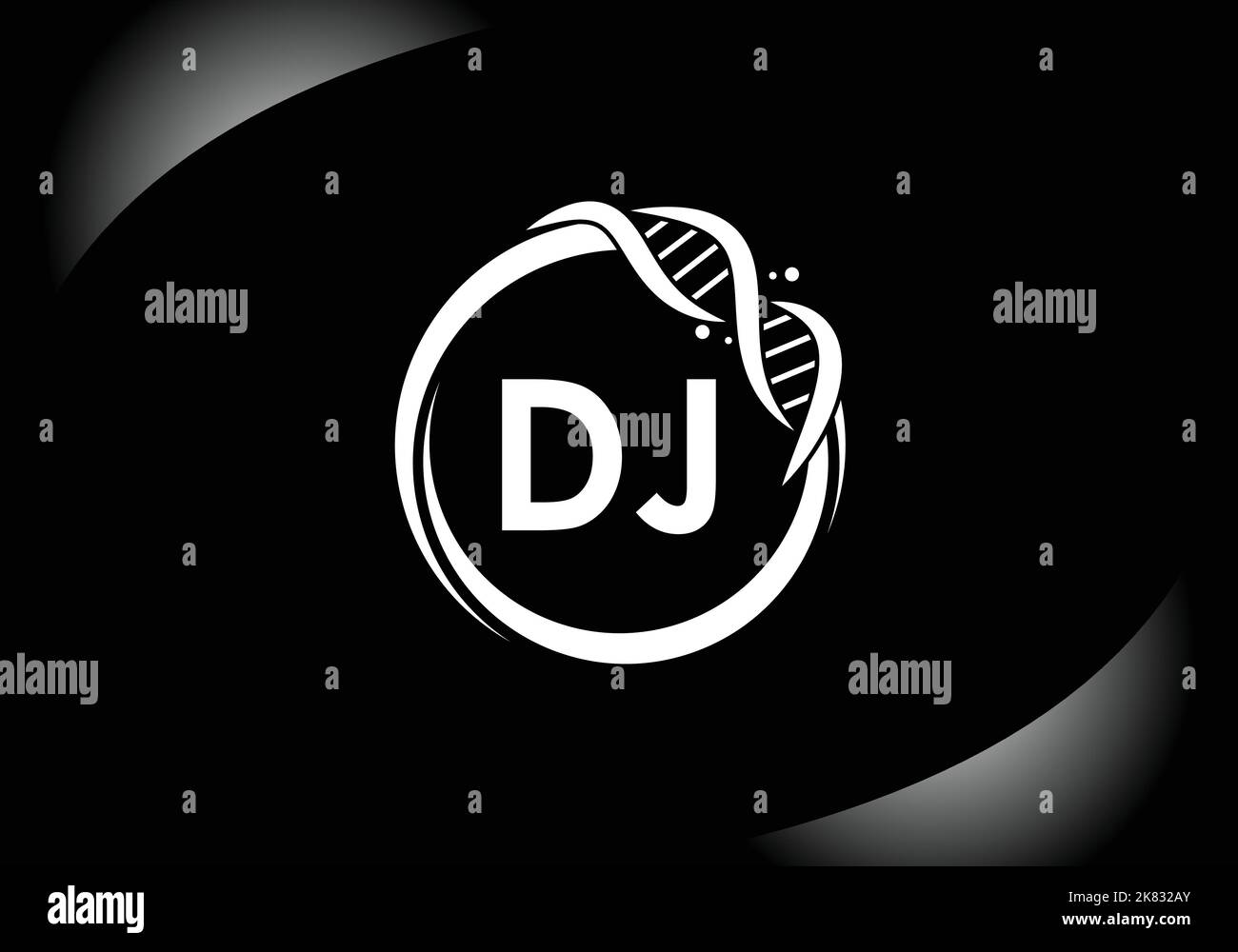 Letter DJ monogram alphabet in a circle with DNA. Genetics logo design ...