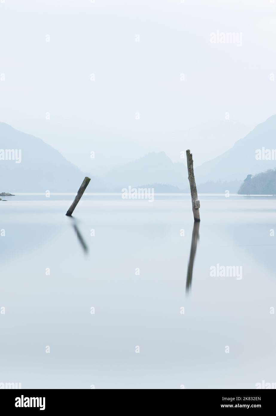 Flooding at Derwent Water fishing pier under deep water Stock Photo - Alamy