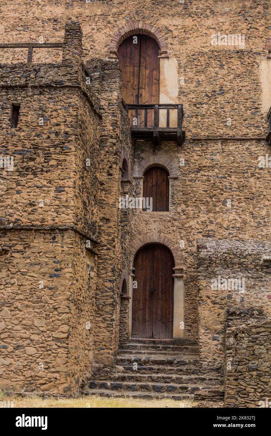 Detail of the Fasilidas palace in the Royal Enclosure in Gondar ...