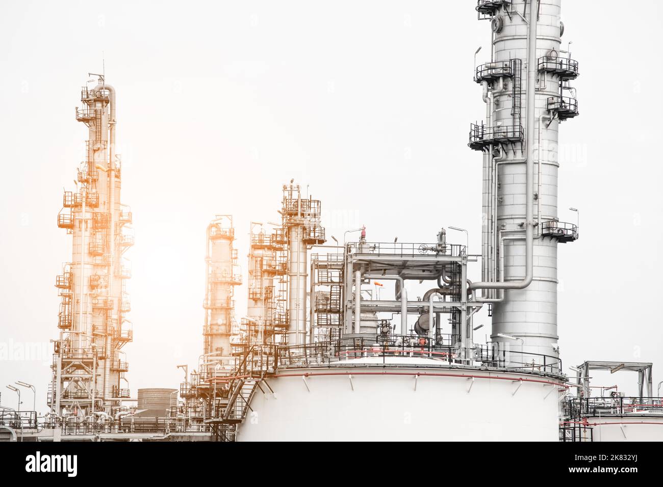 Industrial zone,The equipment of oil refining,Close-up of industrial ...
