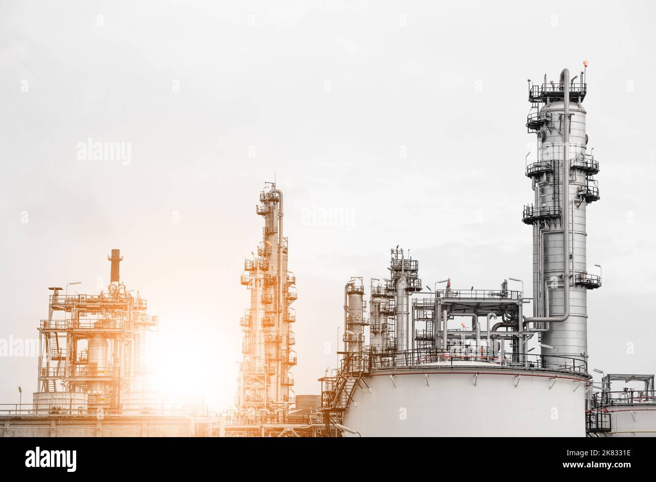 Industrial zone,The equipment of oil refining,Close-up of industrial ...