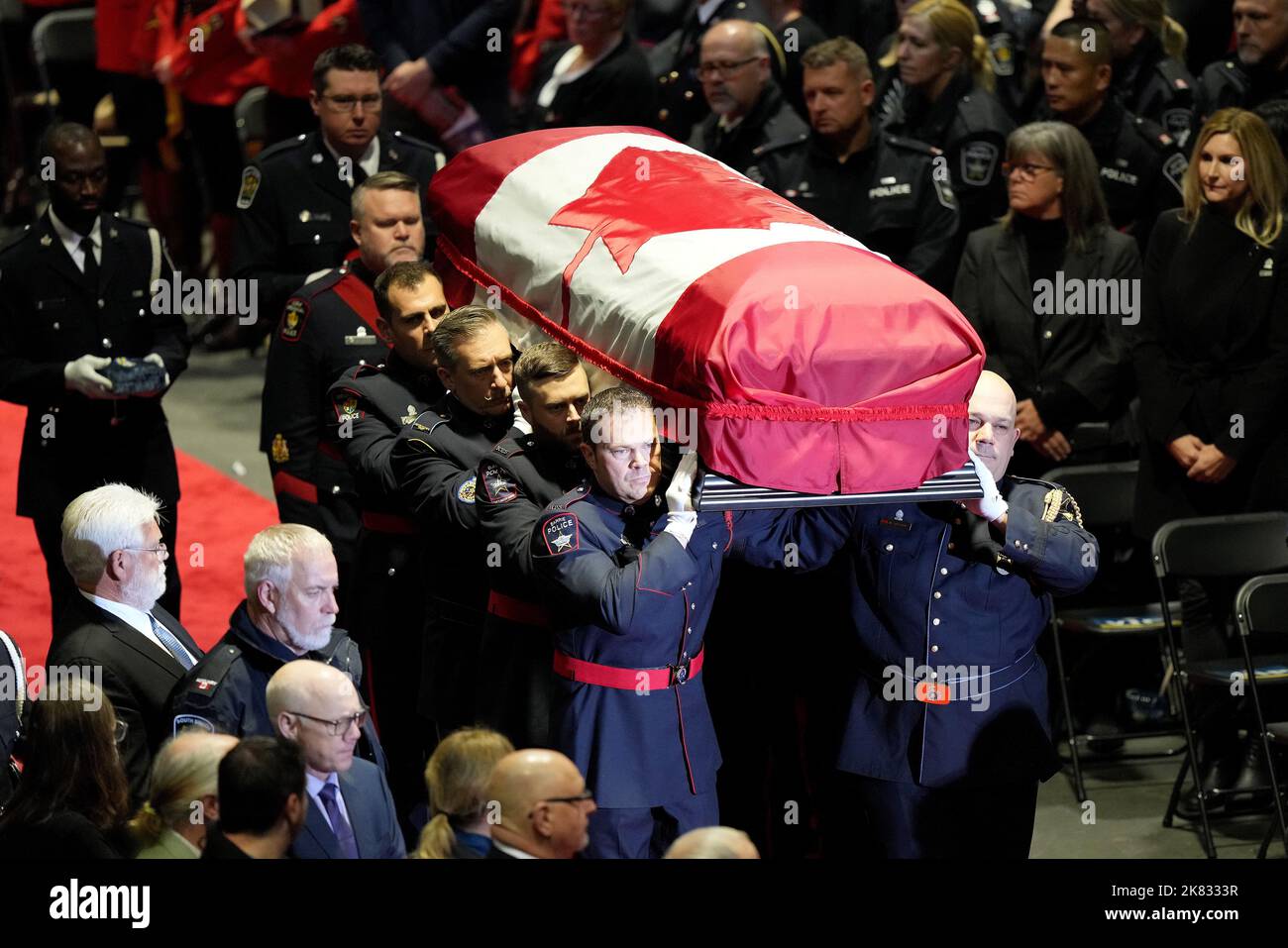 The casket of South Simcoe Police Service constable Devon Northrup is ...