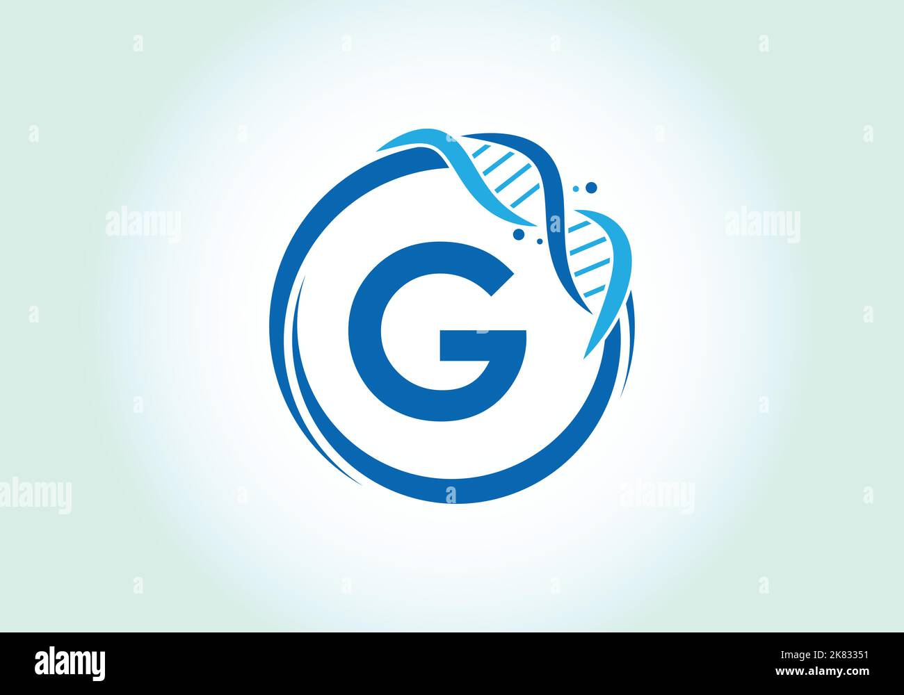 Letter G monogram alphabet in a circle with DNA. Genetics logo design ...