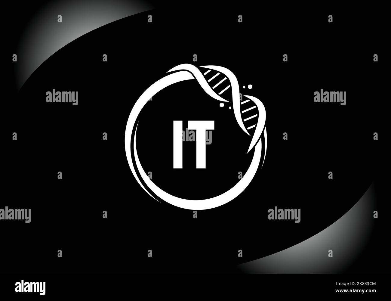 Letter IT monogram alphabet in a circle with DNA. Genetics logo design ...