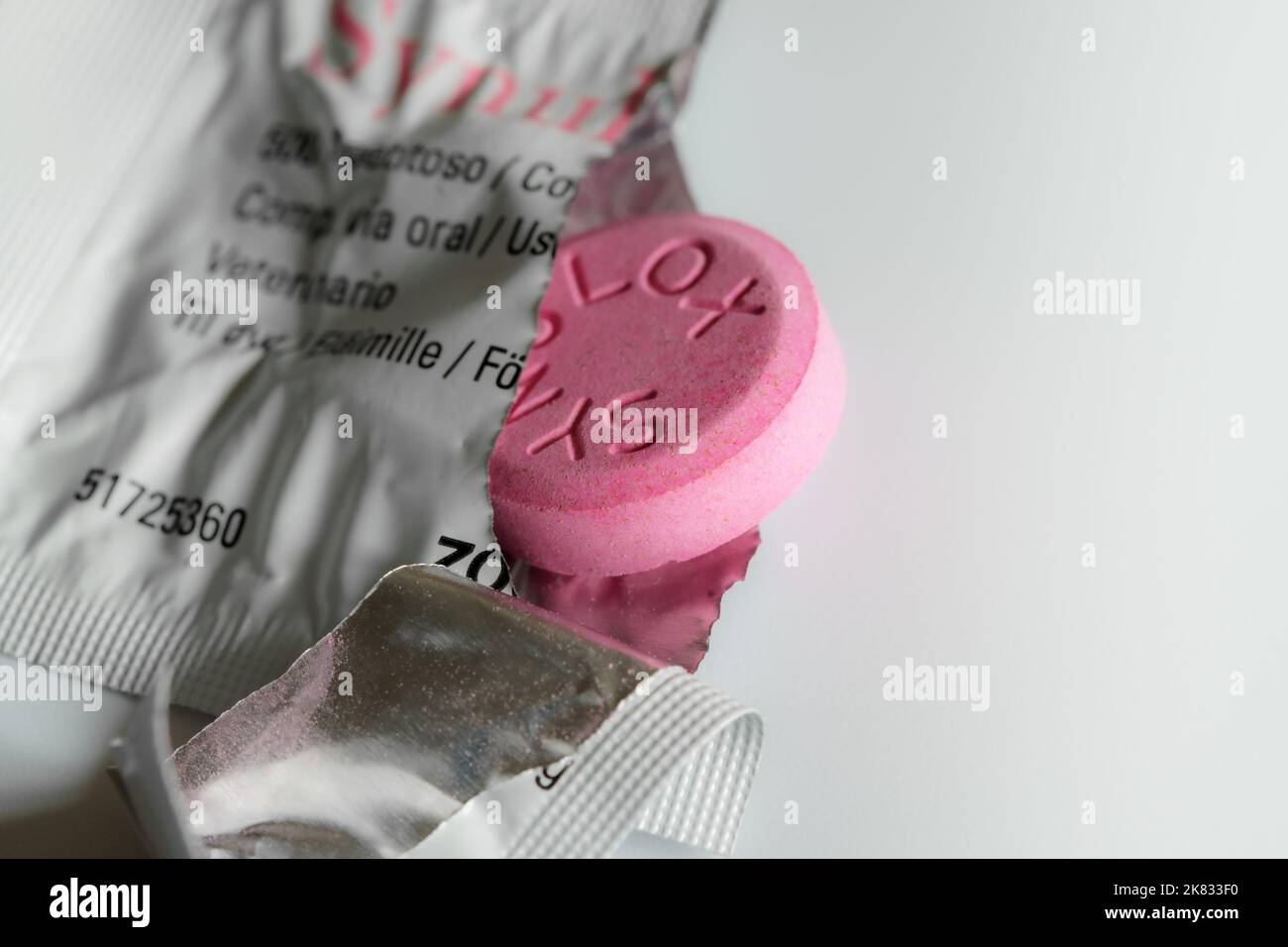 Manchester UK Oct 2022 animal treatment medication antibiotic tablet ...