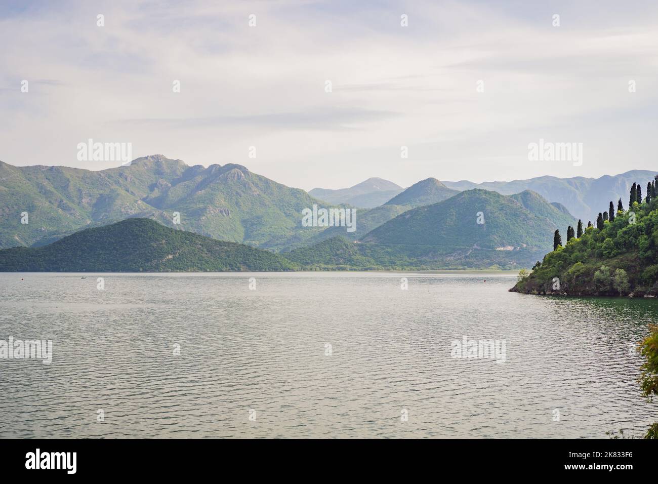 National Park Skadar Lake. Montenegro. Skadar lake. Dawn. View from above. The largest lake in ...