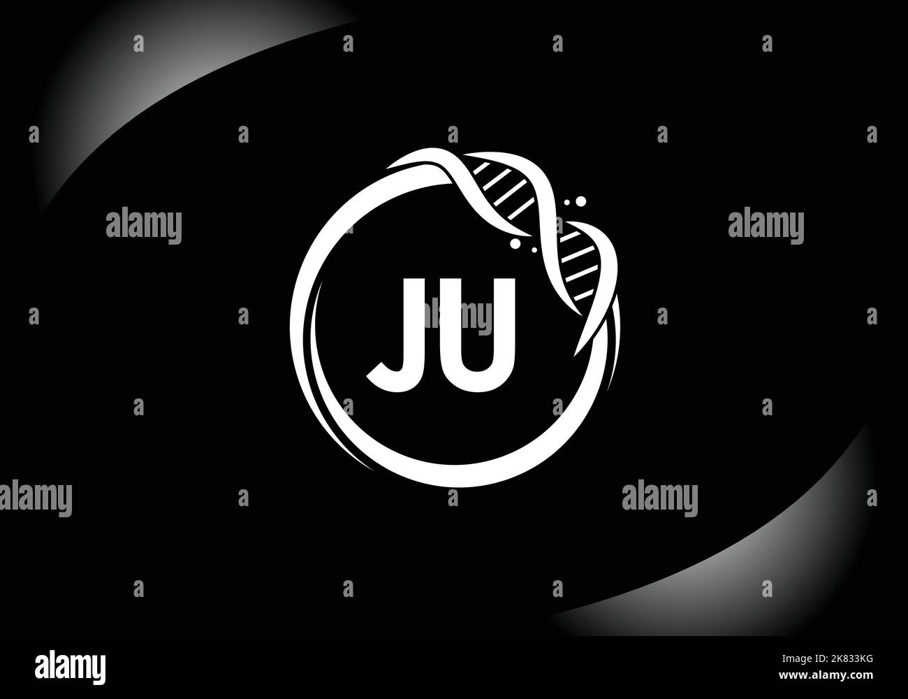 Letter JU monogram alphabet in a circle with DNA. Genetics logo design ...