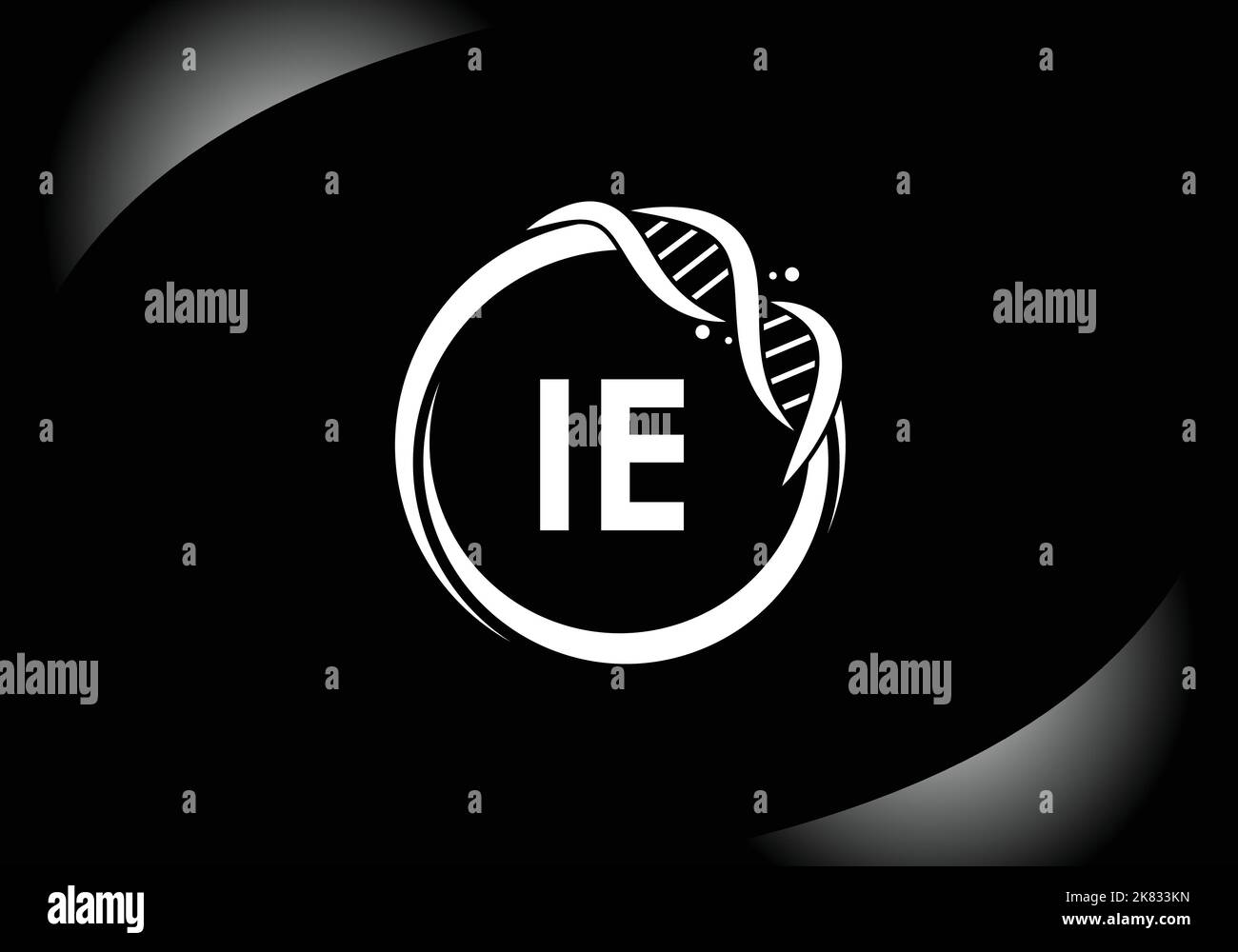 Letter IE monogram alphabet in a circle with DNA. Genetics logo design concept. Font emblem ...