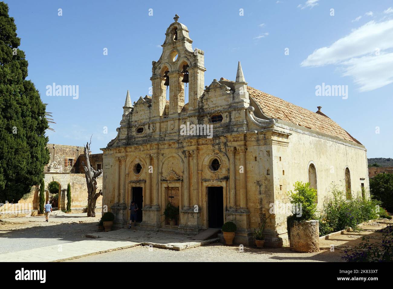 Venetian baroque church, Arkadi Monastery, Crete, Greece, Europe Stock ...