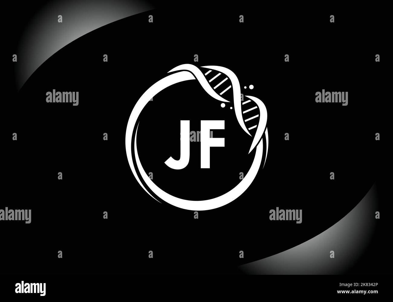 Letter JF monogram alphabet in a circle with DNA. Genetics logo design ...