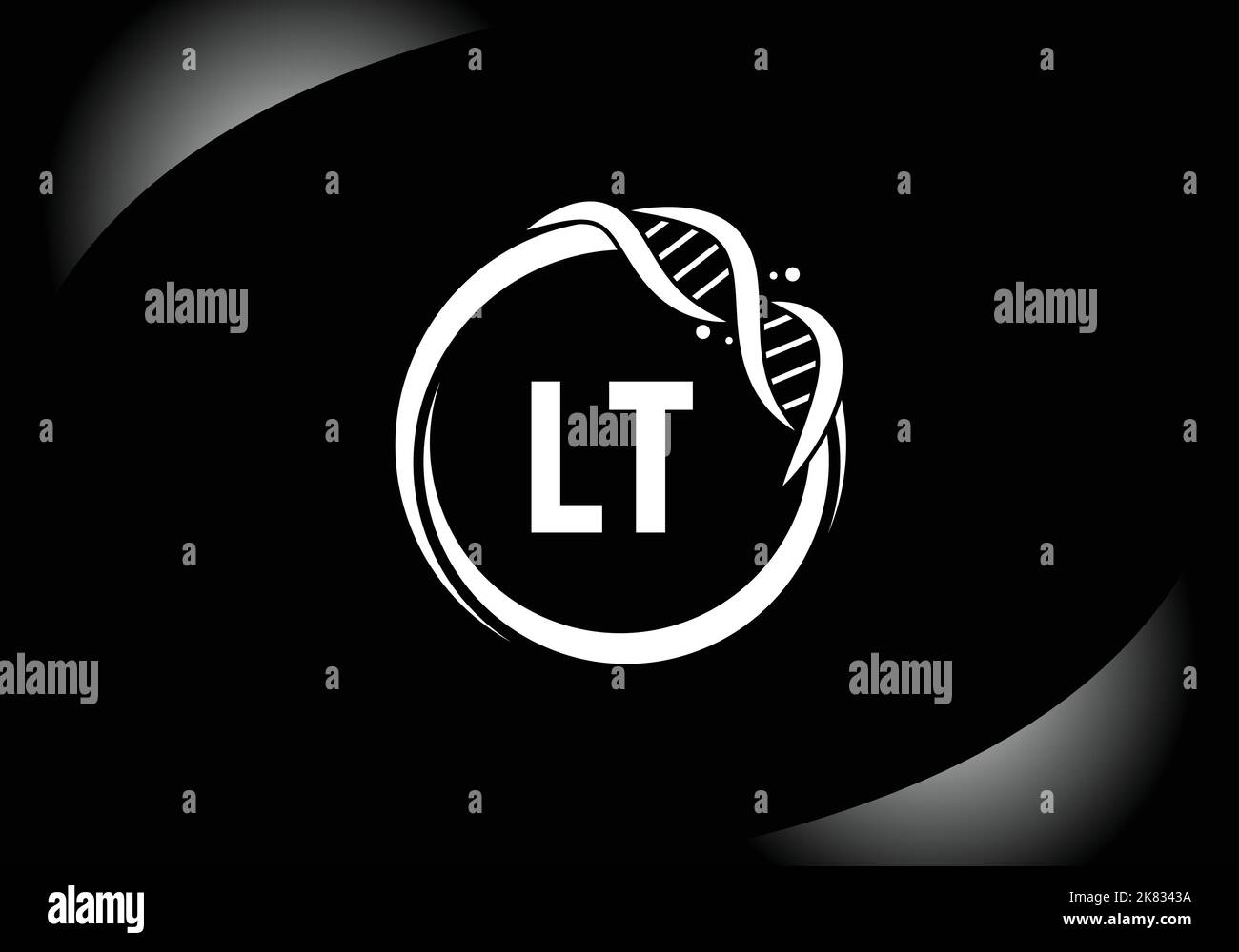 Letter LT monogram alphabet in a circle with DNA. Genetics logo design ...