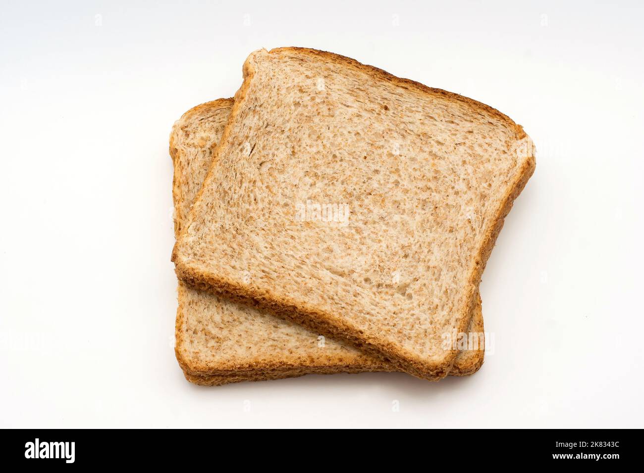 Sliced bread to toast isolated on white background. Close up. Top view ...